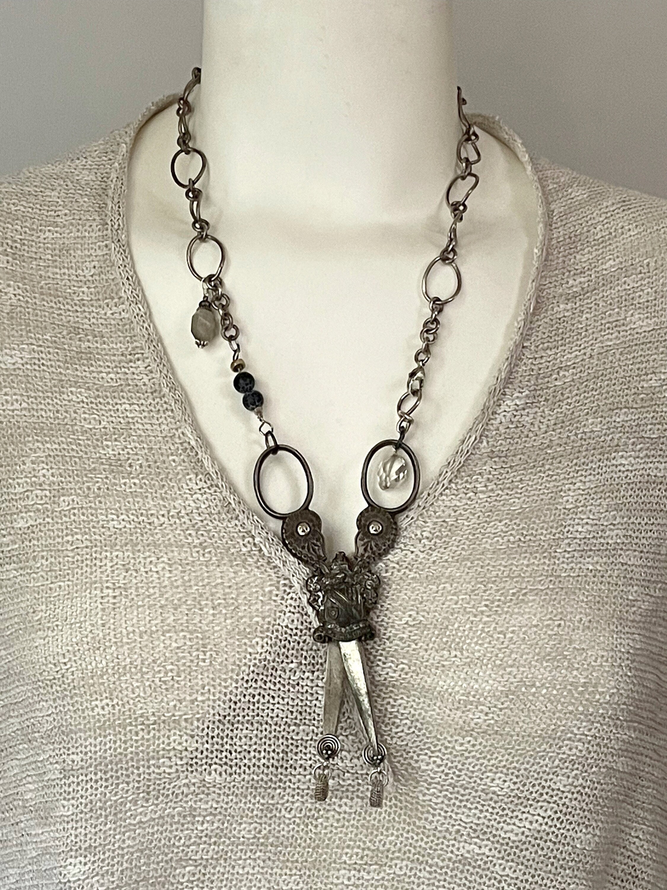 Antique Scissors Pendant Necklace, Narrative Jewelry, Collectible ...