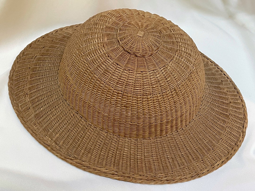 Handmade Wicker Safari Helmet, Vintage 1940s, Hand Woven Rattan Hat ...