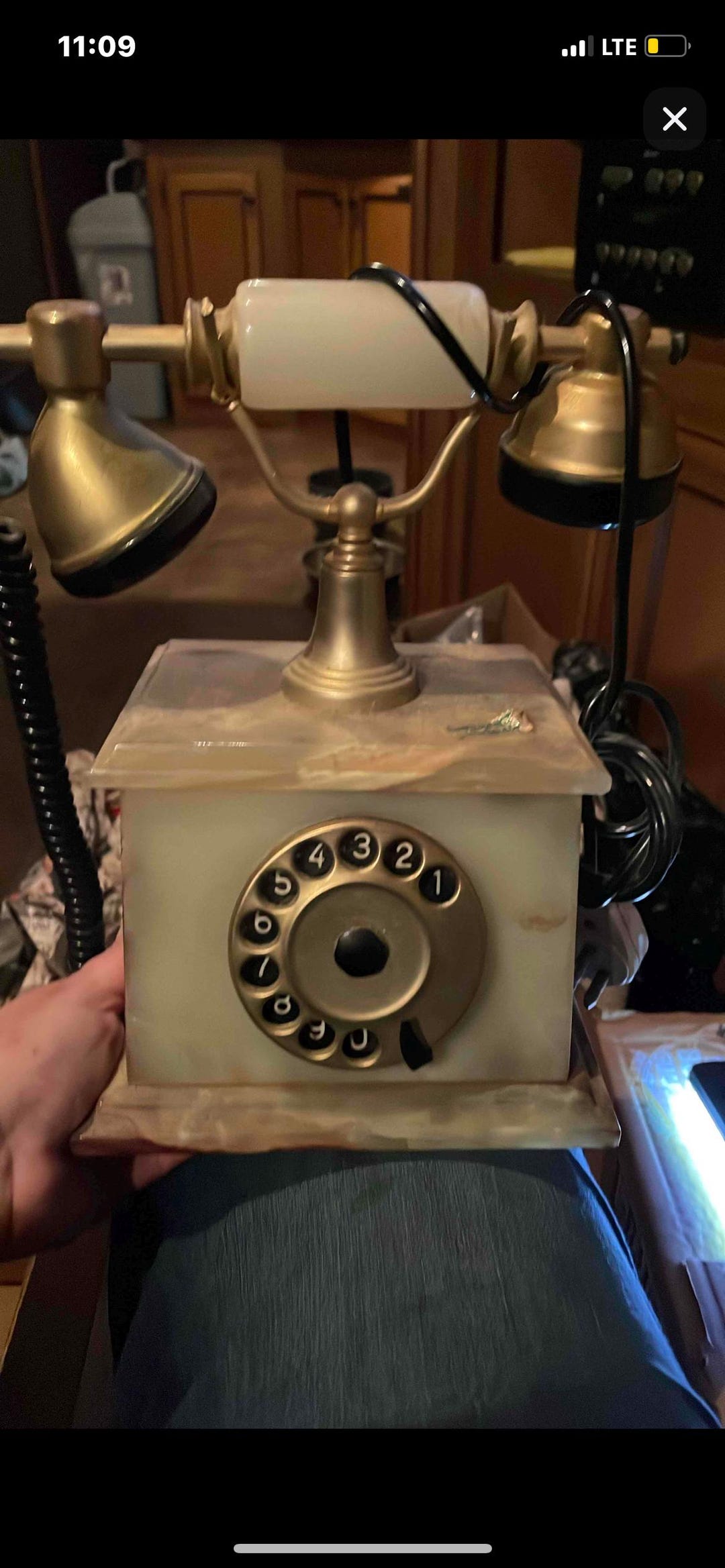 Vintage Fatap Italia Onyx Rotary Dial Telephone With a Brass Finish and ...
