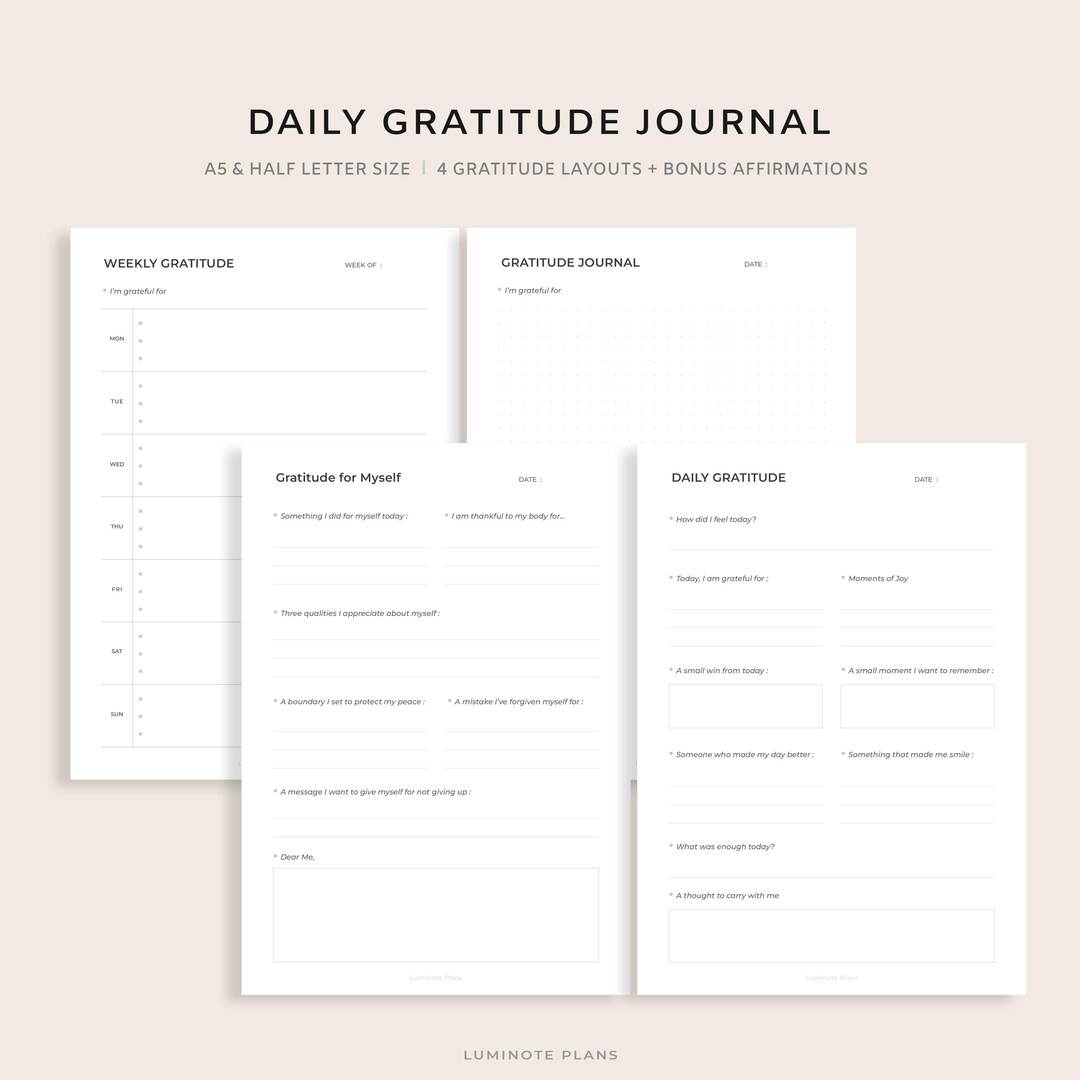Daily Gratitude Journal Printable | Self-reflection Prompts | Daily ...