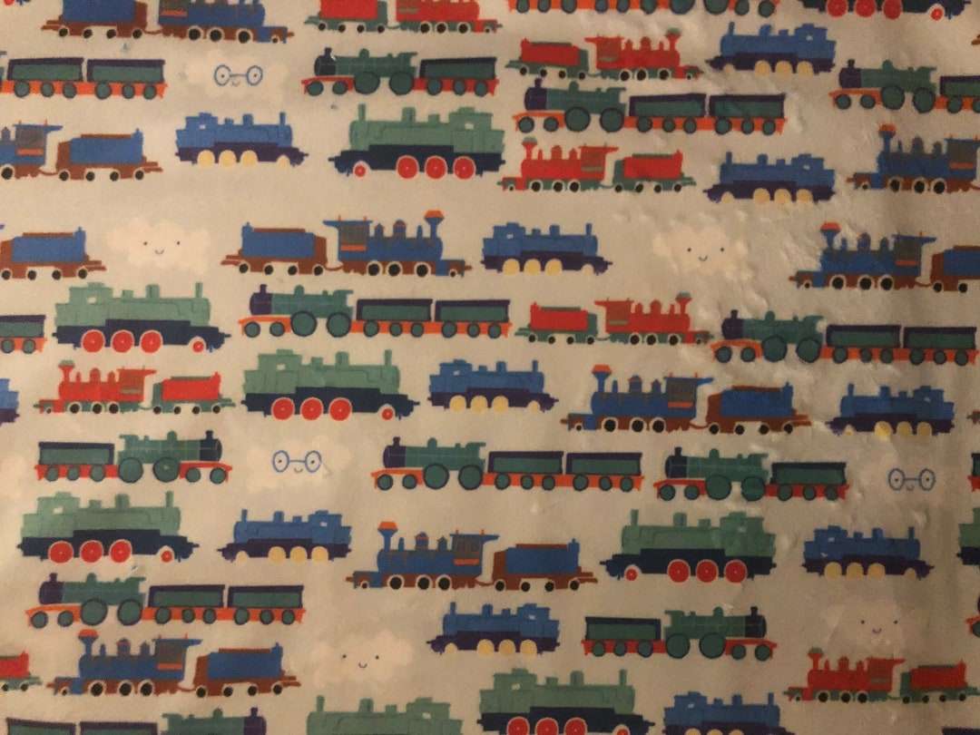 Trains Fabric by the Yard Sewing ,crafts Art ,mixed Media Minky EZ ...