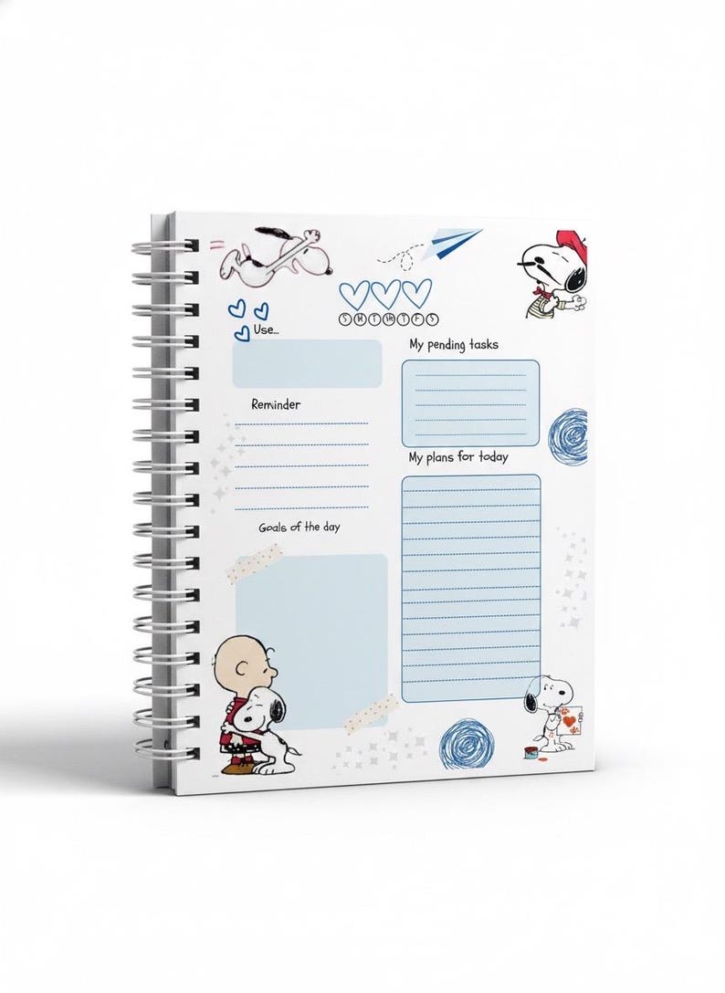 Snoopy Inspired Undated Planner |monthly & Daily Layout Cute Organizer ...