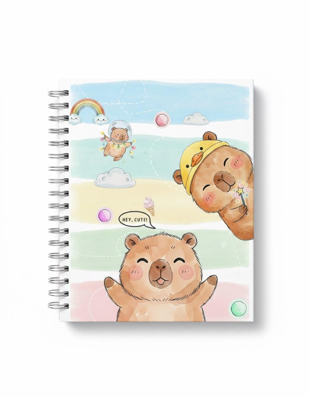 Cute Capybara Notebook A5 – Kawaii Hardcover Journal, Spiral Bound ...