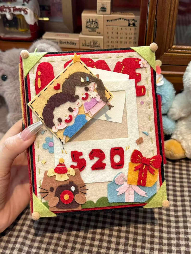 Handmade Valentine's Day Felt Photo Album: Pastel Scrapbook Anniversary ...