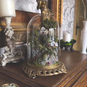 Handmade Miniature Scene in Glass Cloche With Vintage Metal Base - Etsy
