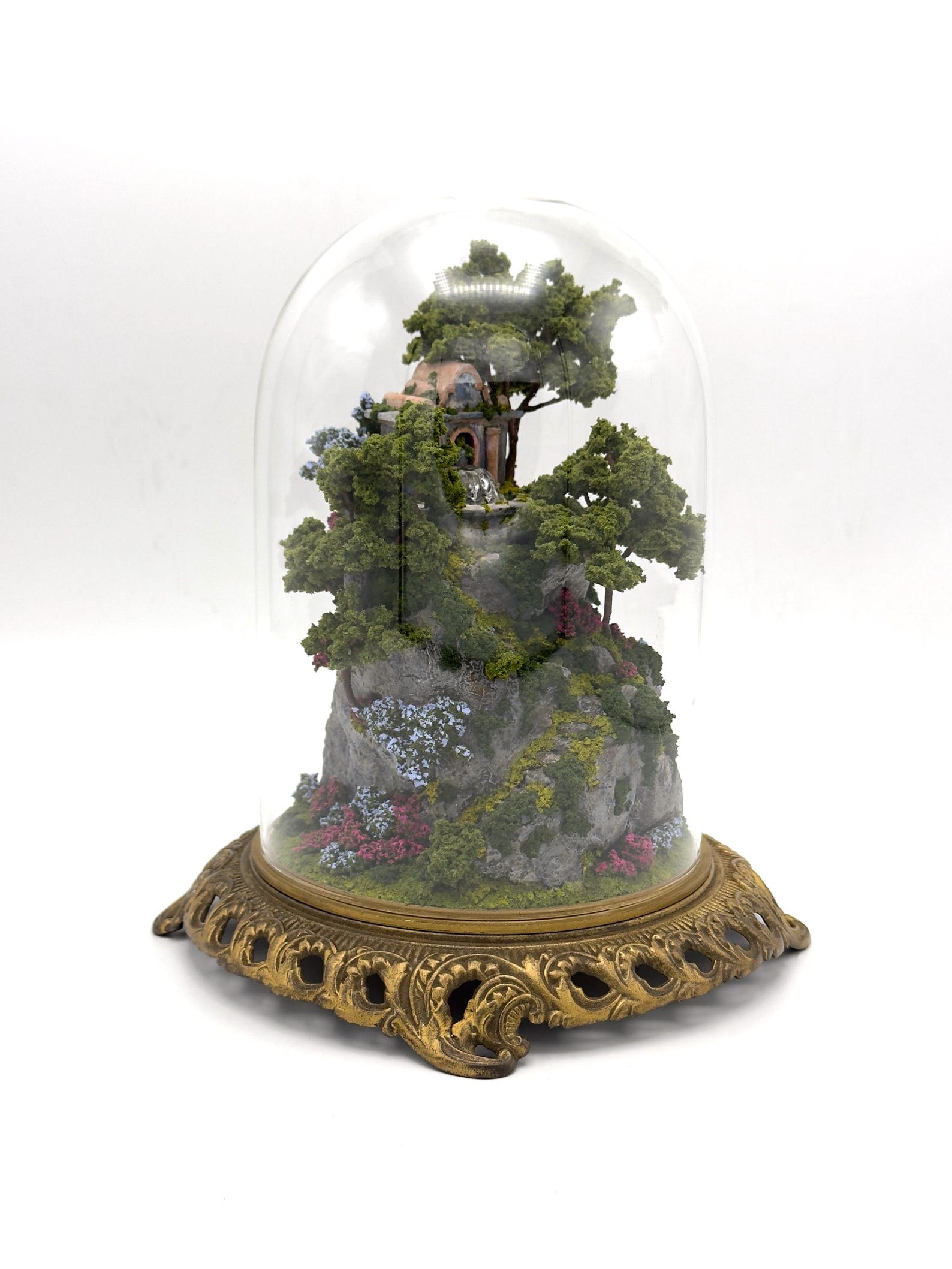 Handmade Miniature Scene in Glass Cloche With Vintage Metal Base - Etsy