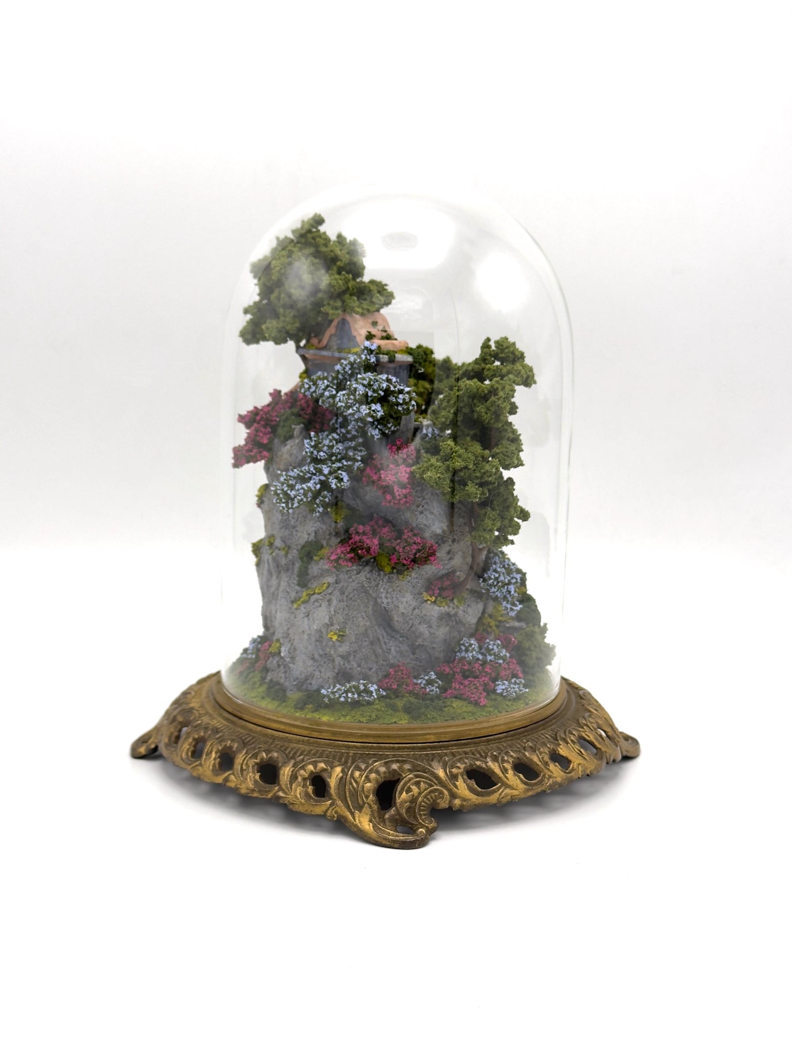 Handmade Miniature Scene in Glass Cloche With Vintage Metal Base - Etsy