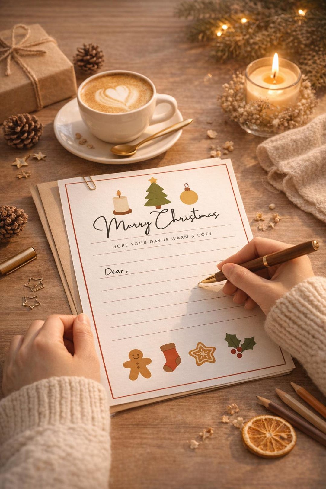 Printable Christmas Letter Writing Paper – Holiday Stationery (instant ...