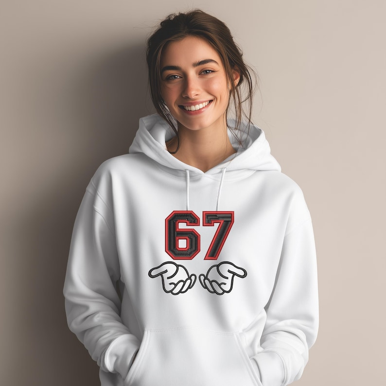 Six Seven Embroidery Design , 67 Meme Hands, Sport Team, Internet Humor ...