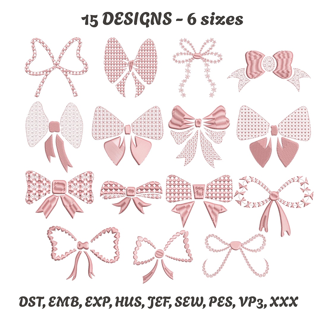 Bundle Rosa Kokette Stickerei Design, 15 Schleifen Motive Muster ...
