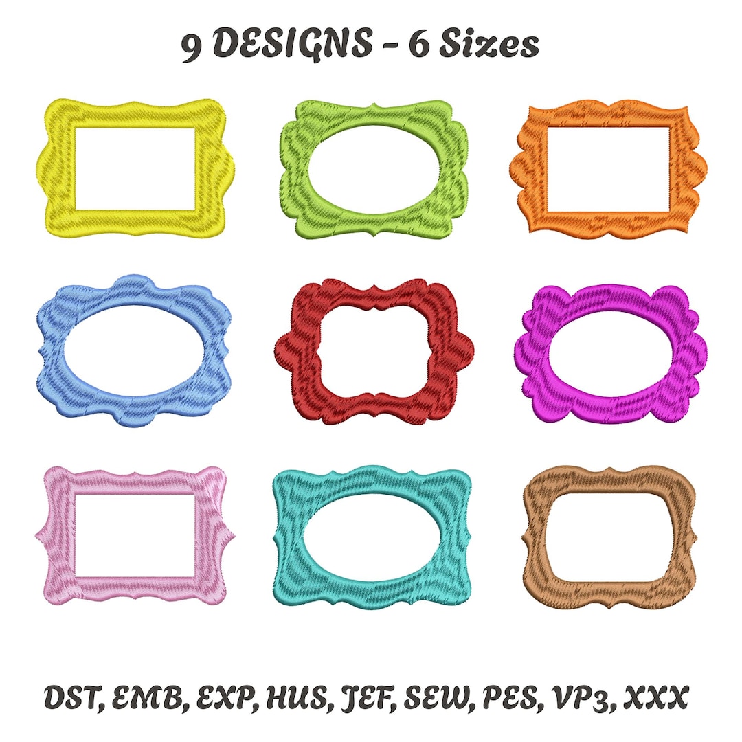9 Shapes Machine Embroidery Designs, Frames Design, Shapes & Borders ...