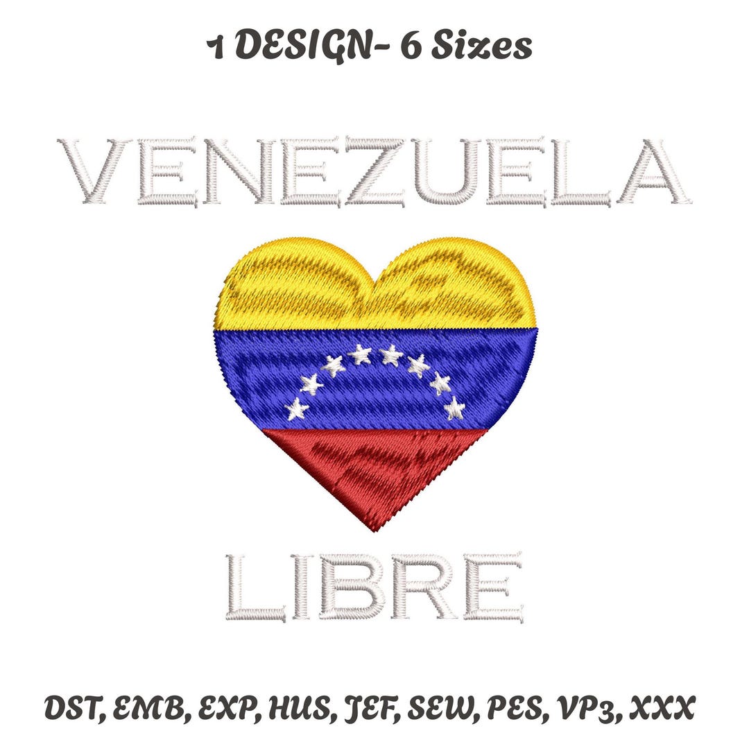 Venezuela Libre Embroidery Design, Venezuelan Flag, Captured Live ...