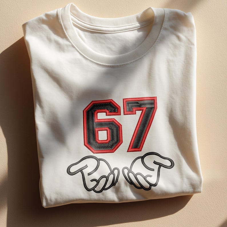 Six Seven Embroidery Design , 67 Meme Hands, Sport Team, Internet Humor ...