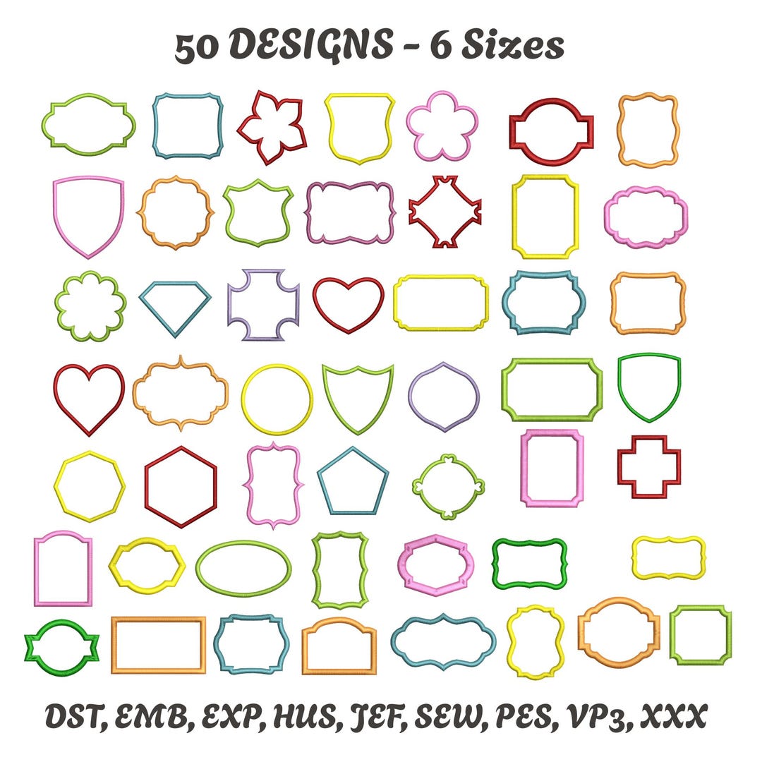 50 Shapes Machine Embroidery Designs, Frames Design, Shapes & Borders ...