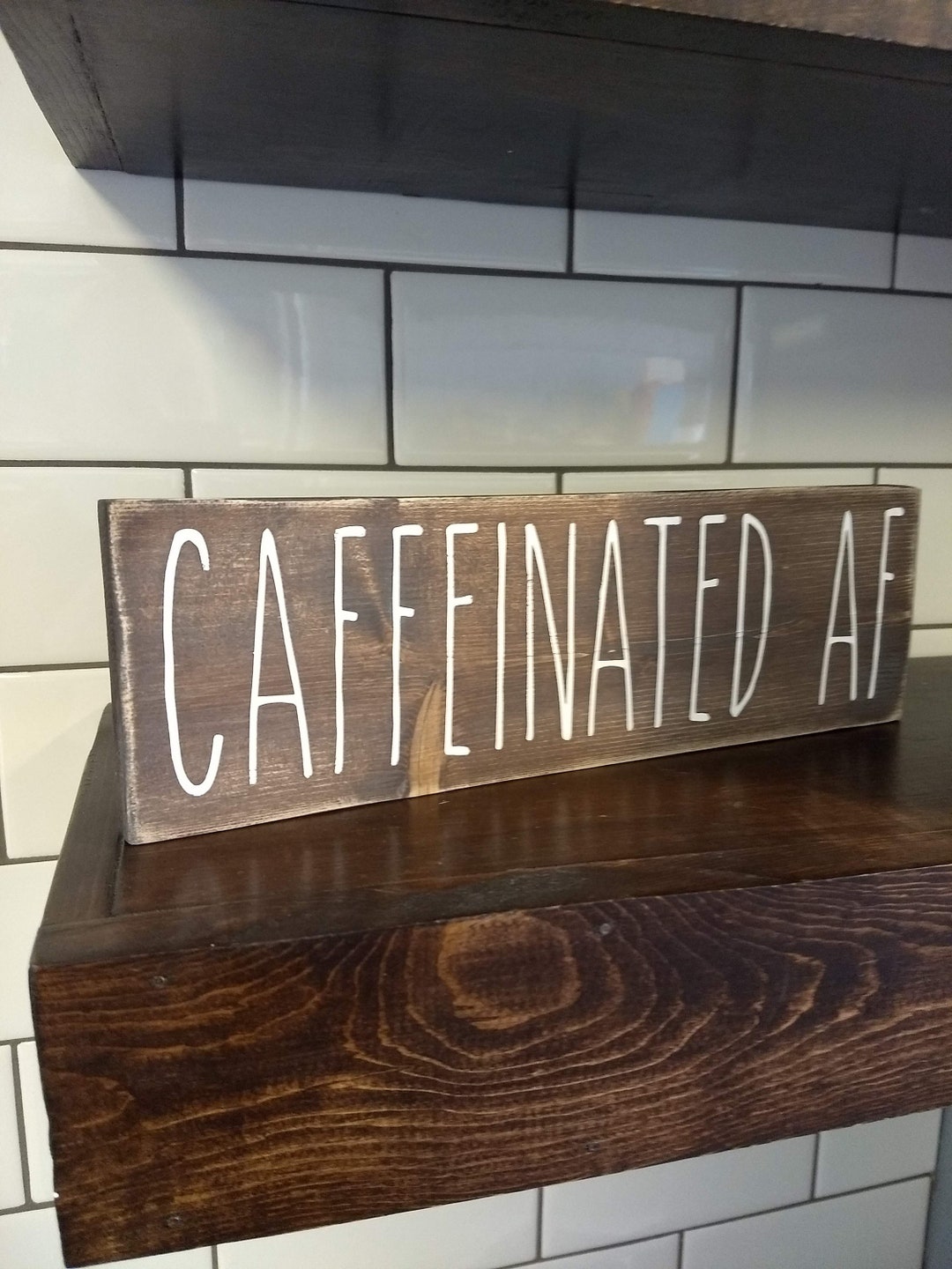 Coffee Bar Funny Wooden Farmhouse Sign 'caffeinated - Etsy