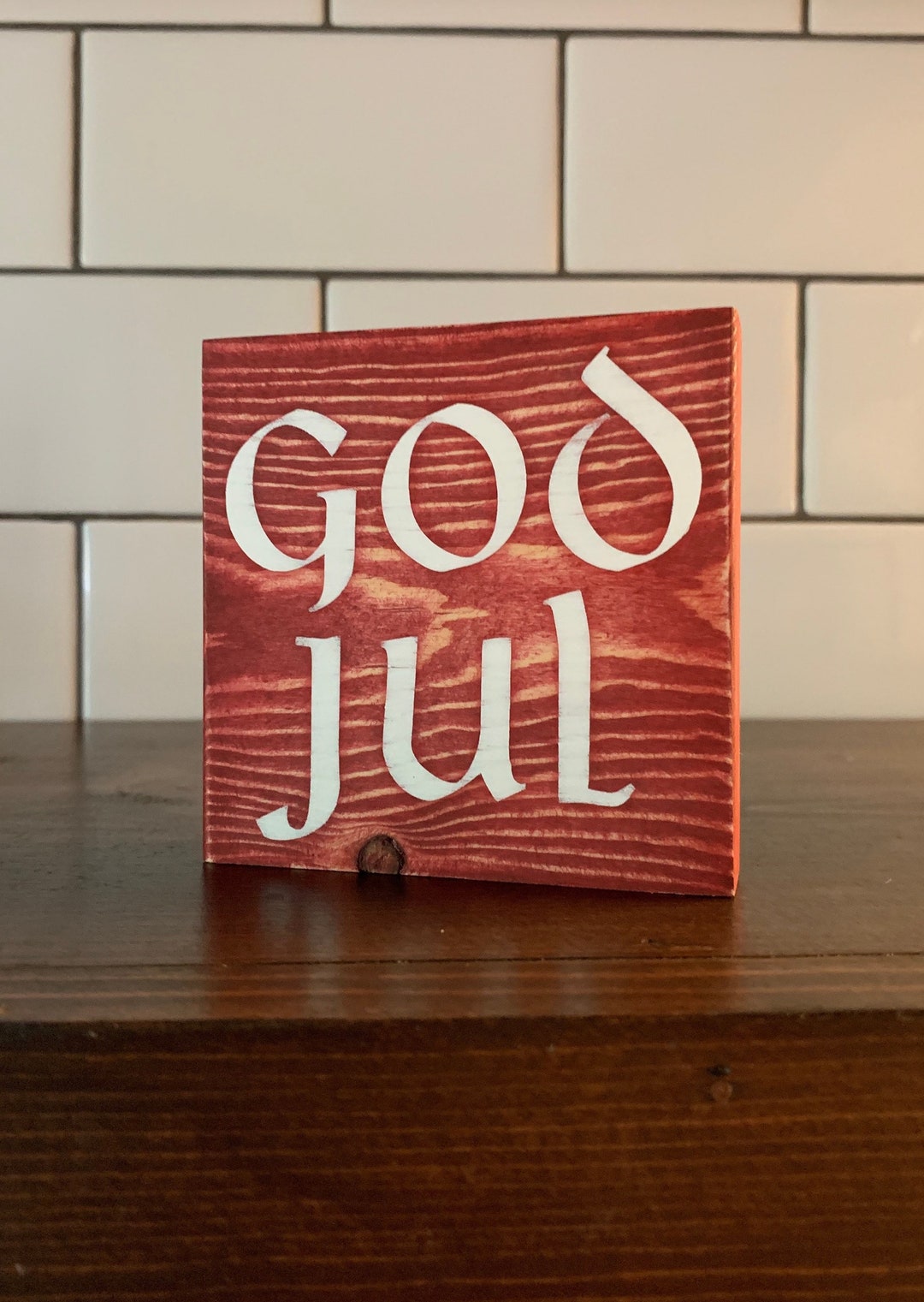 God Jul Sign, Square Small God Jul, Wooden Farmhouse Sign, Scandinavian ...