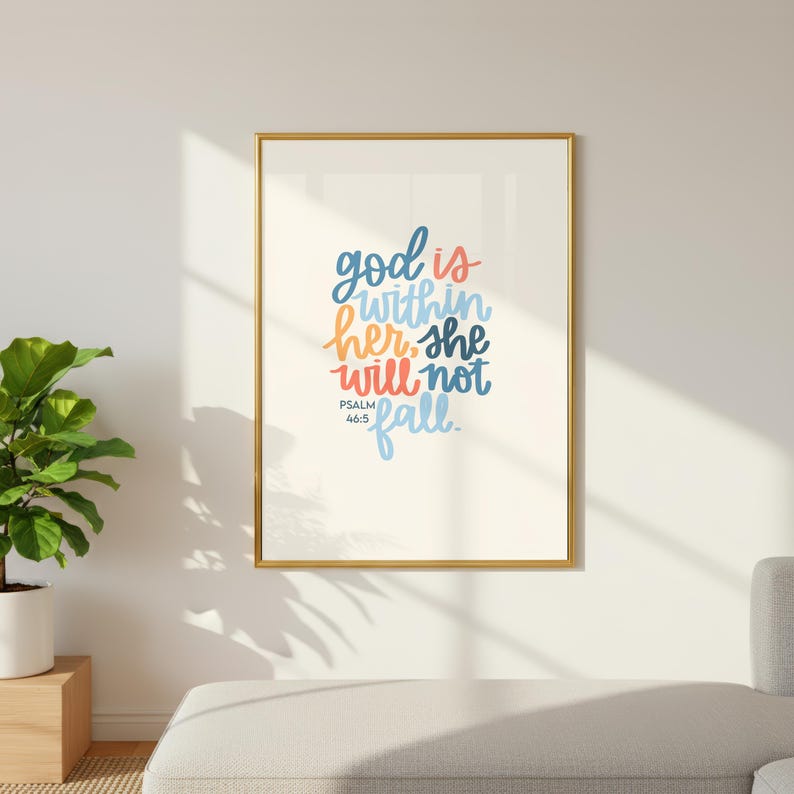 Psalm 46:5 Girls Room Art, God is Within Her Bible Verse, Nursery Decor ...