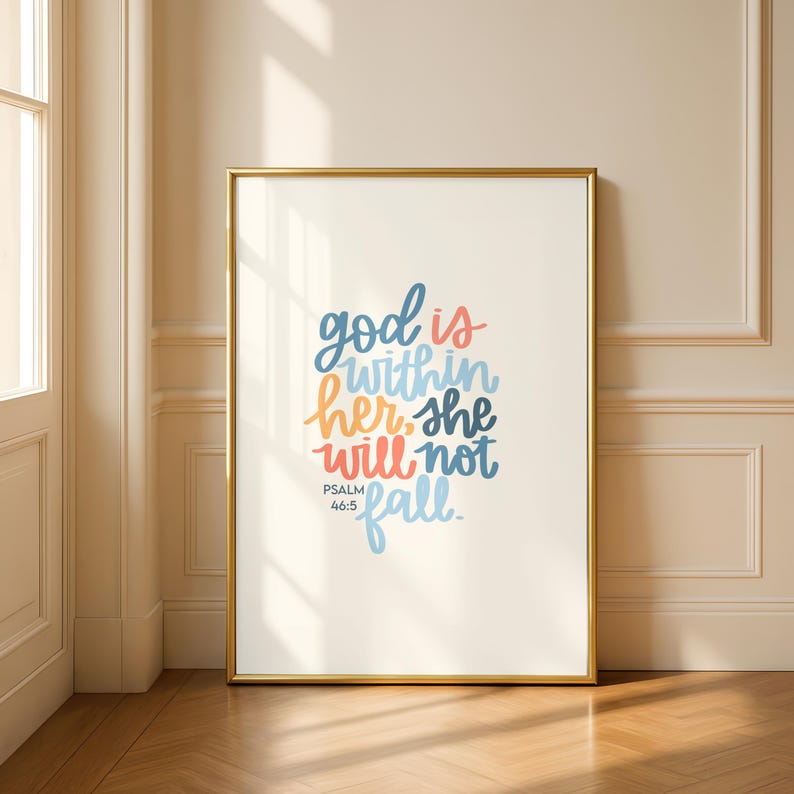 Psalm 46:5 Girls Room Art, God is Within Her Bible Verse, Nursery Decor ...