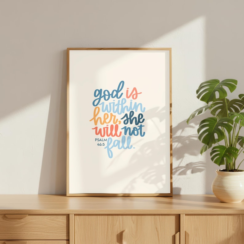 Psalm 46:5 Girls Room Art, God is Within Her Bible Verse, Nursery Decor ...