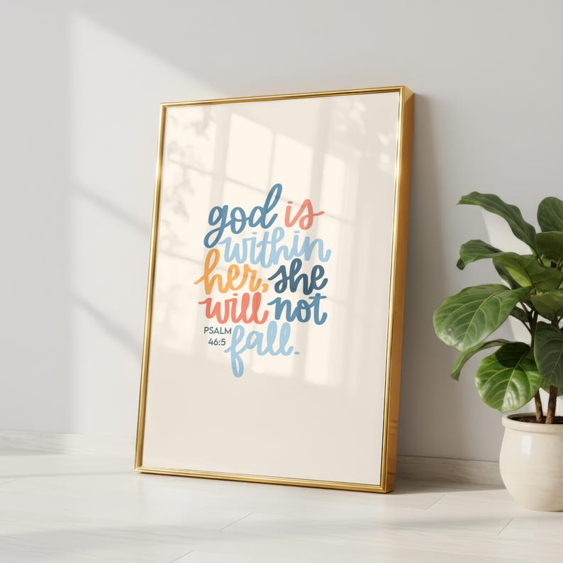 Psalm 46:5 Girls Room Art, God is Within Her Bible Verse, Nursery Decor ...