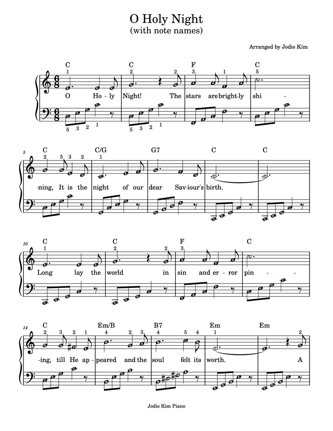 O Holy Night (intermediate Level With Arpeggio Patterns) Piano Sheet ...