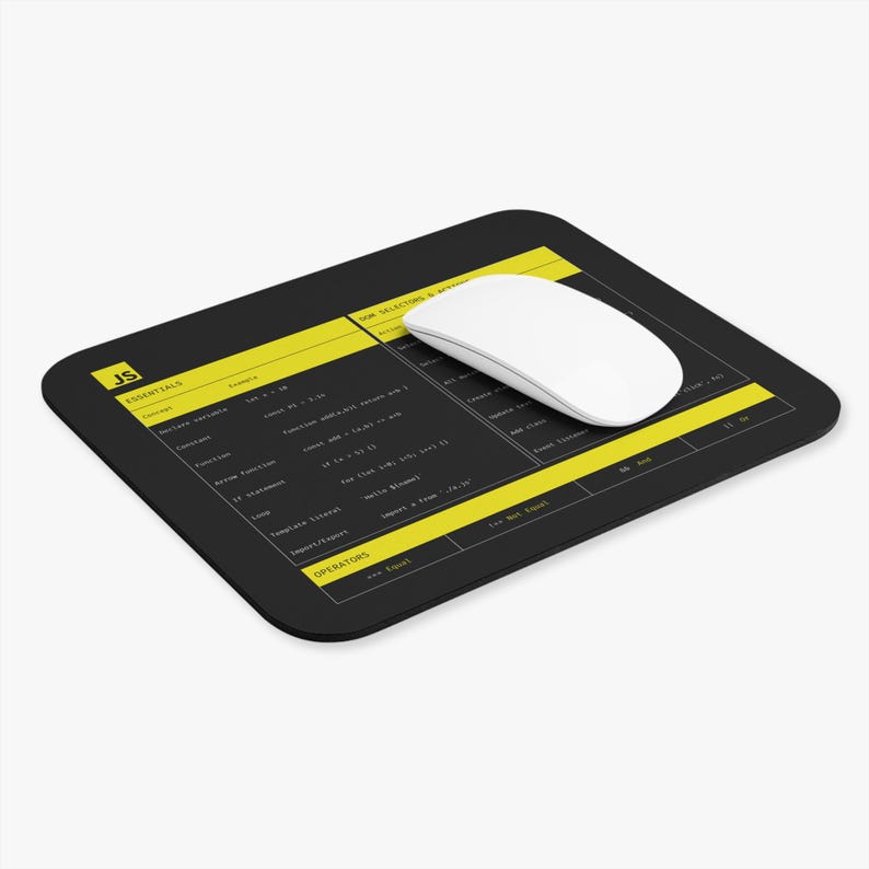 Javascript Essentials Cheat Sheet Mouse Pad | JS Reference Desk Mat - Etsy
