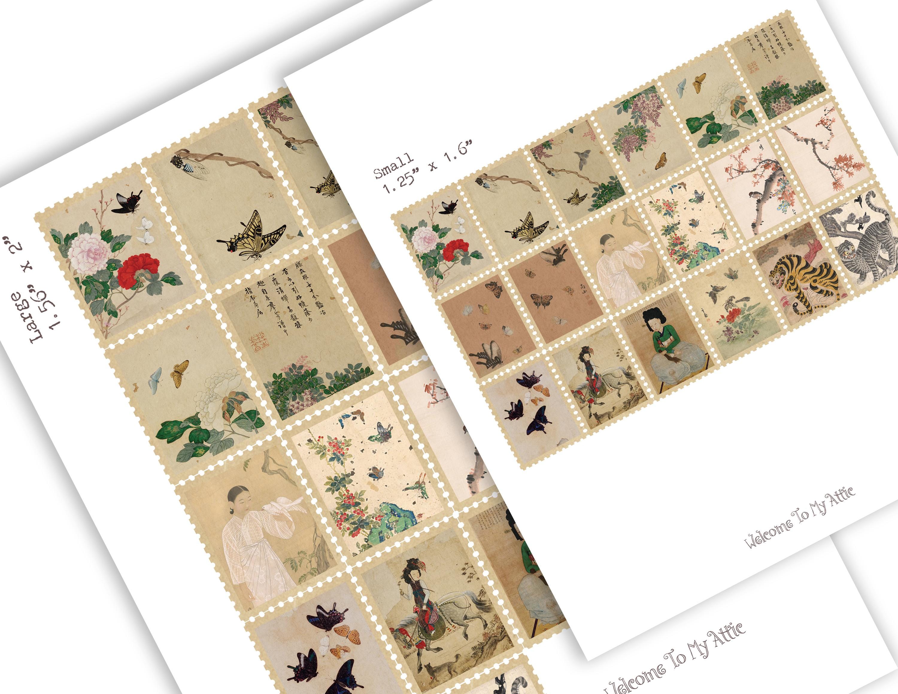 2 Sizes Korean Traditional Digital Stamp Set Vintage Folk Art Ephemera ...