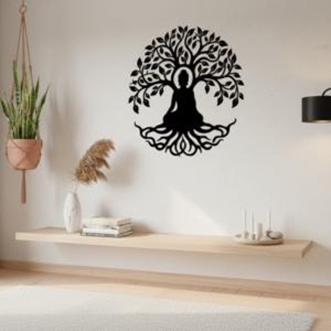 Buddha Under Bodhi Tree Metal Wall Art, Buddha Metal Wall Art, Zen ...
