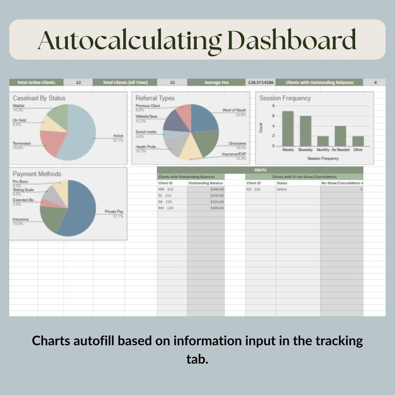 Therapy Client Tracker Spreadsheet | Caseload Management for Therapists ...