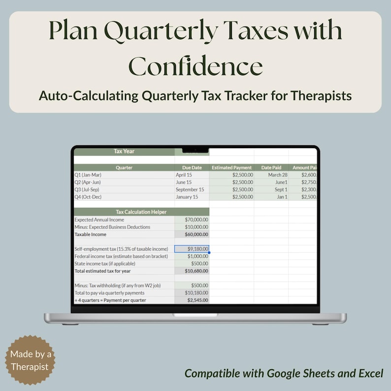 Quarterly Tax Payment Tracker | Estimated Tax Calculator | US Self ...
