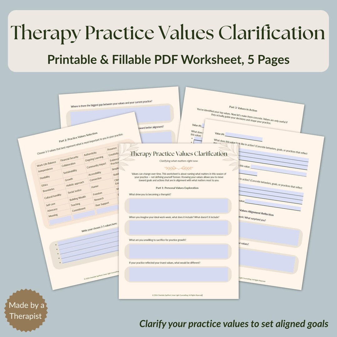 Values Clarification Worksheet for Therapists | Private Practice ...