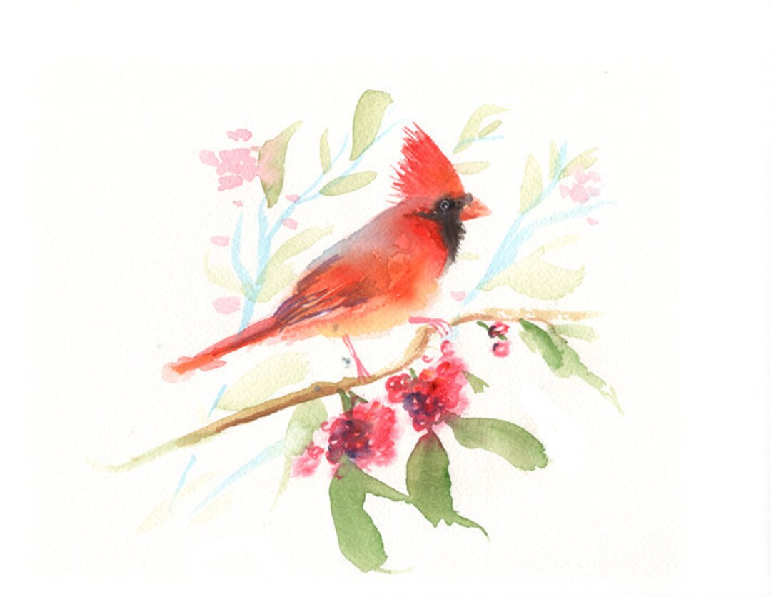 Cardinal Watercolor Print, Poster, , Cardinal Art, Christmas Decor ...