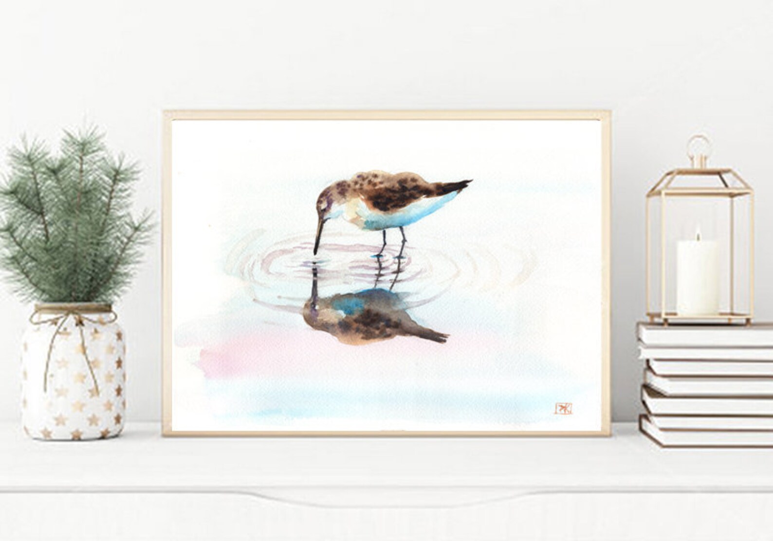 Sandpiper Watercolor Print Poster Canvas Beach Art Coastal - Etsy
