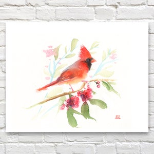 Cardinal Watercolor Print, Poster, , Cardinal Art, Christmas Decor ...