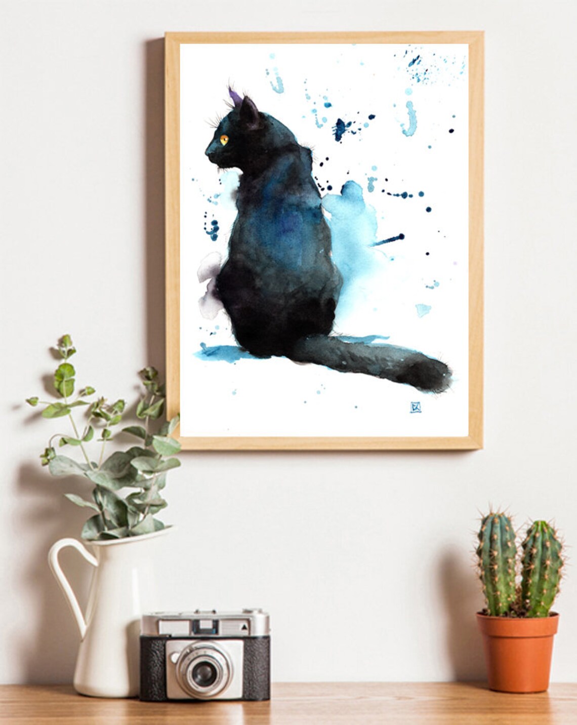 Black Cat Print Canvas Poster Sitting Cat Black Cats - Etsy