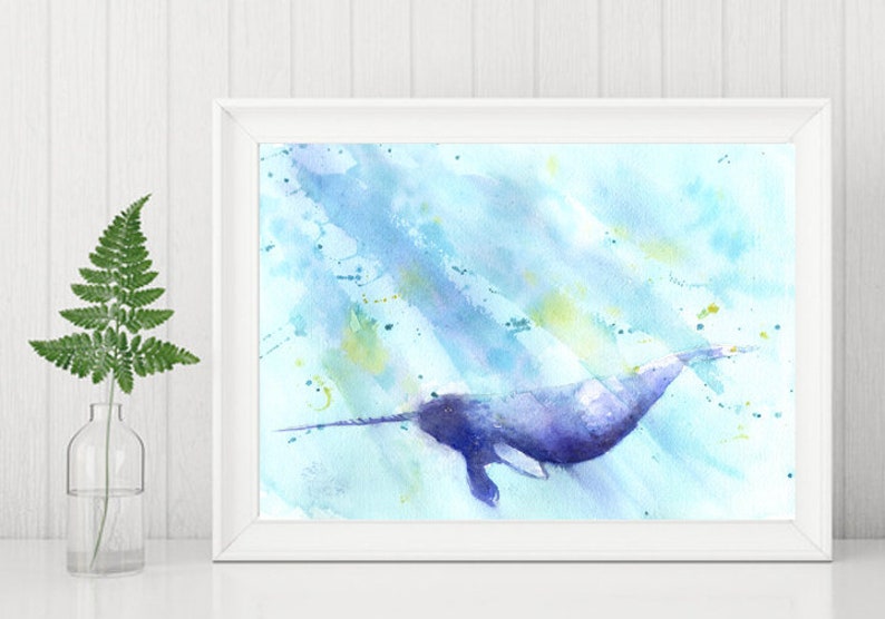 Narwhal Print Nautical Wall Art Unicorn of the Sea Nautical | Etsy