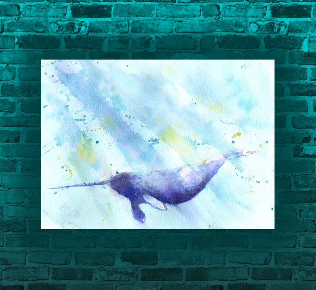 Narwhal Print, Nautical Wall Art, Unicorn of the Sea, Nautical Nursery ...