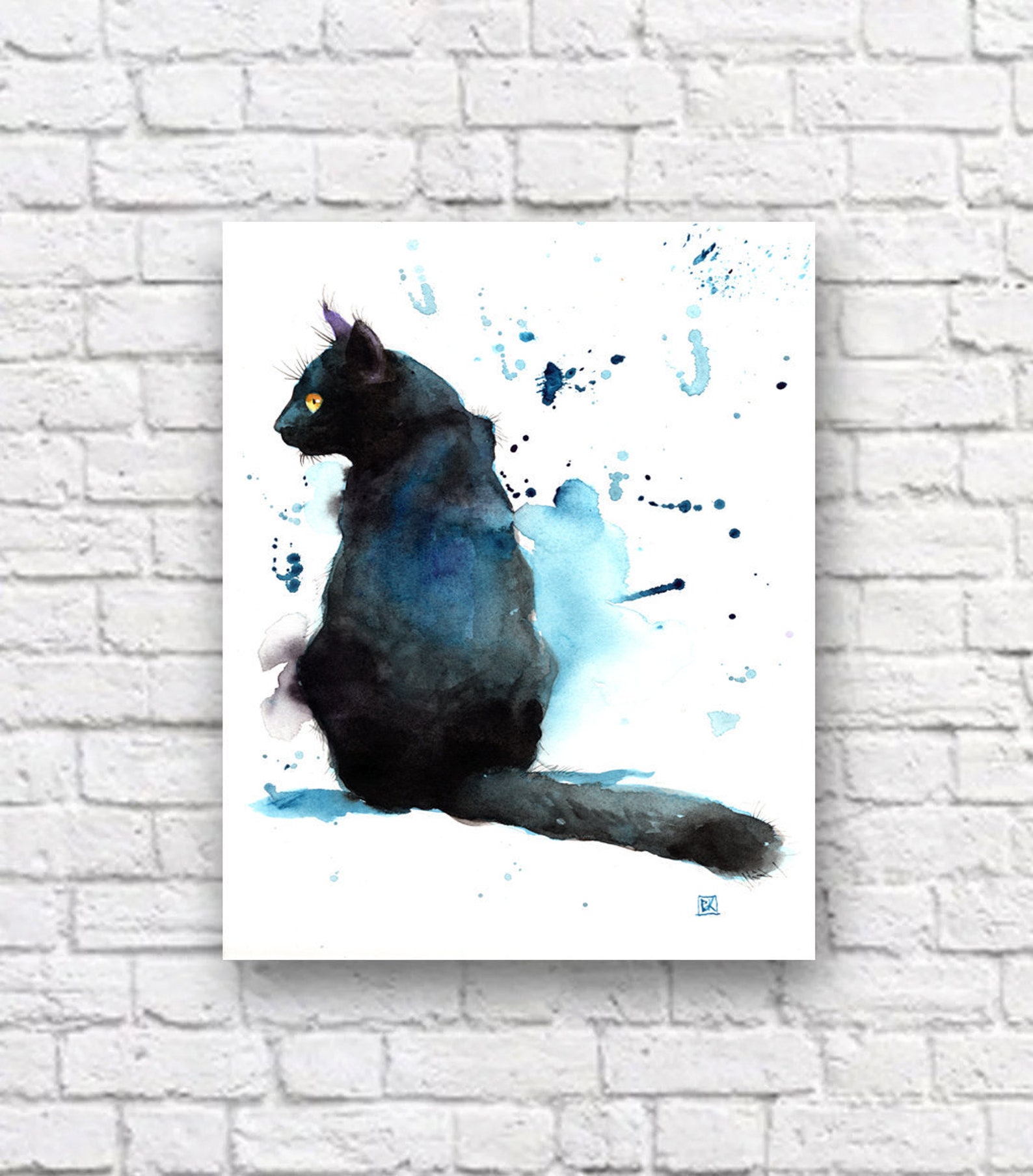 Black Cat Print Canvas Poster Sitting Cat Black Cats - Etsy