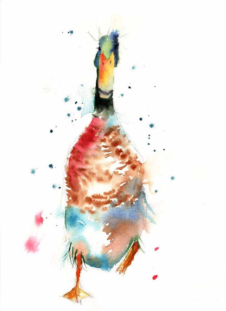 Duck Watercolor Print Canvas Poster Indian Running Duck | Etsy