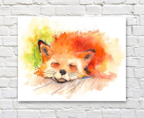Fox Print Canvas Poster Fox Watercolor Print Fox Painting | Etsy