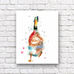 Duck Watercolor Print, Canvas, Poster, Indian Running Duck, Bird Print ...