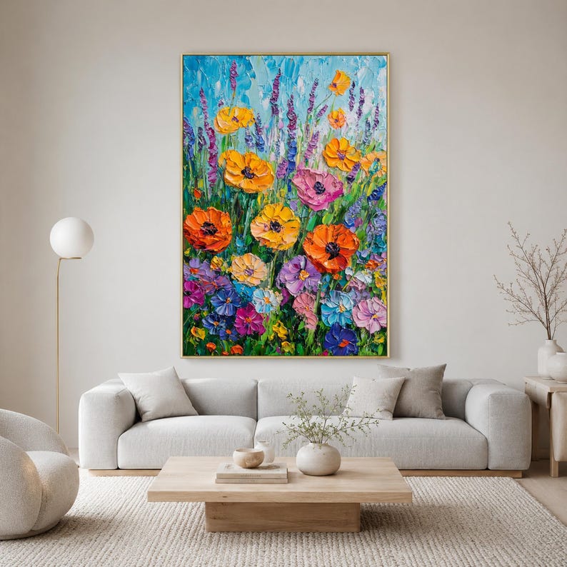 Hand painted Flower Oil Painting Bright Spring Floral Wall Art Hand painted Flower Oil Painting Bright Spring Floral Wall Art