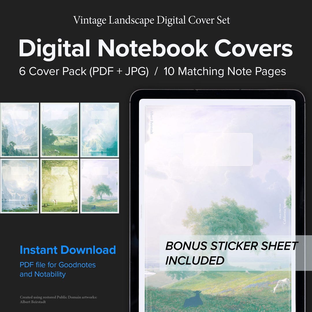 Vintage Landscape Digital Notebook Covers | Goodnotes iPad (PDF + JPG ...