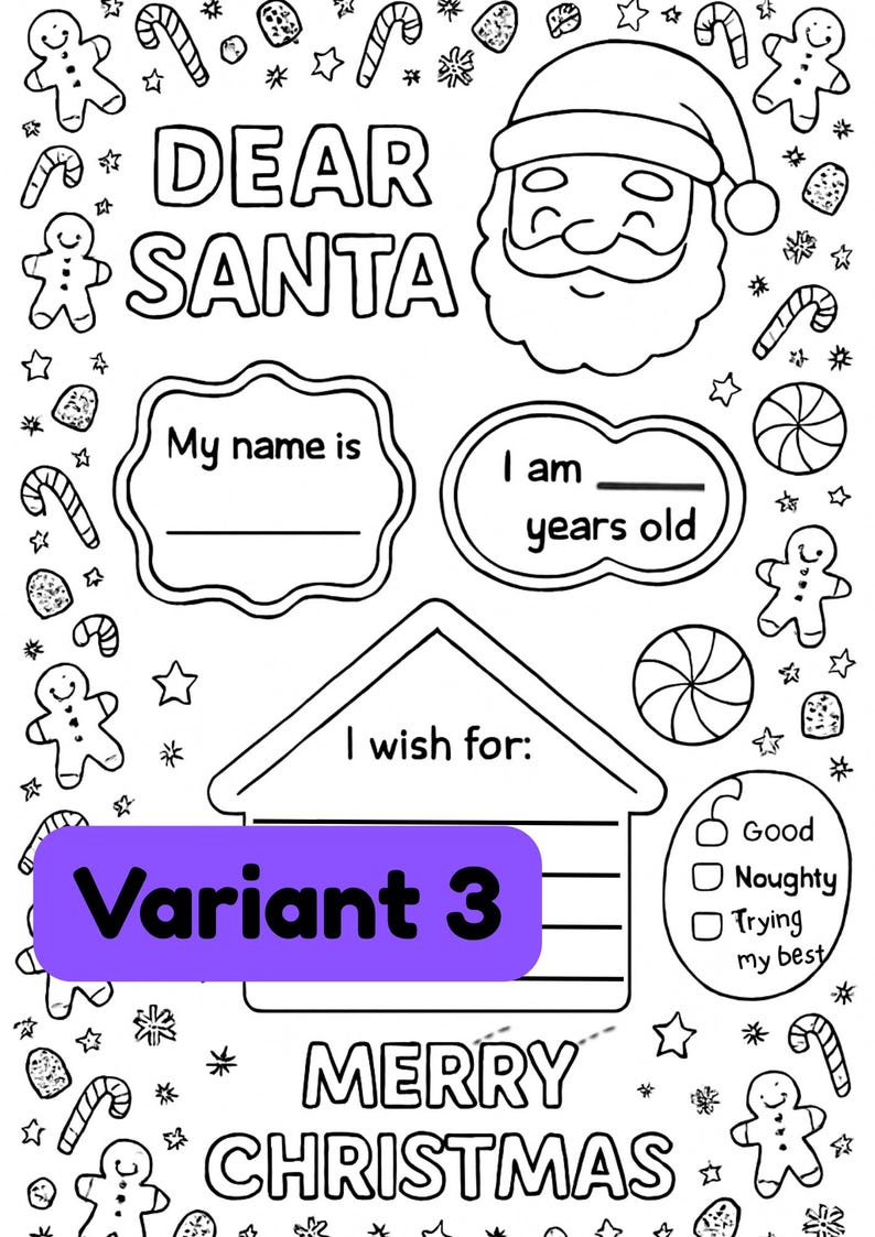 Printable Letter to Santa Coloring Page Set + Envelope | Kids Christmas ...