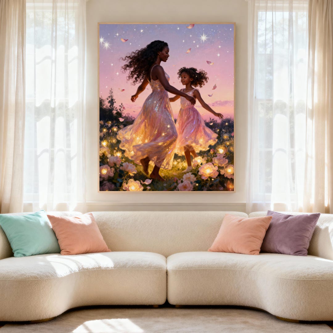 Wildflower Mother Daughter Art - African American, Sparkling Meadow - Etsy
