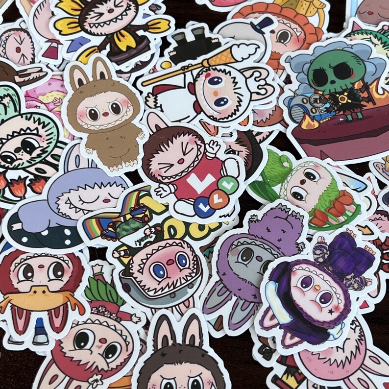 Labubu Stickers, 100 Assorted Labubu Stickers, Kawaii Stickers ...