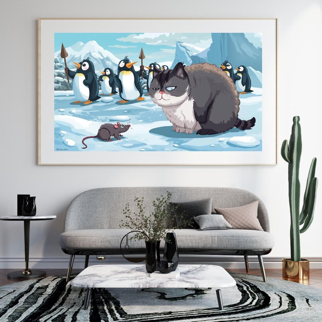 Funny Cat, Rat & Penguin Arctic Art • Kids Room (digital Download) - Etsy