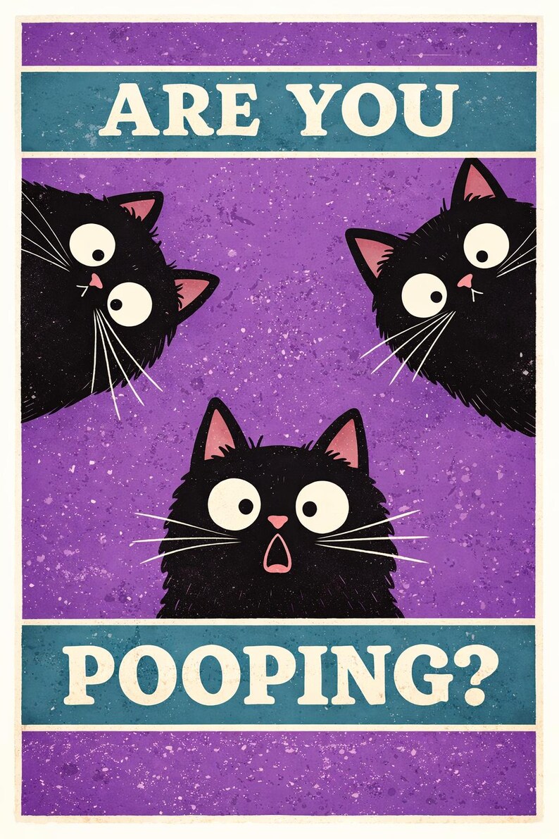 Are You Pooping Cat Bathroom Wall Art, Funny Cat Bathroom Decor, Cute ...