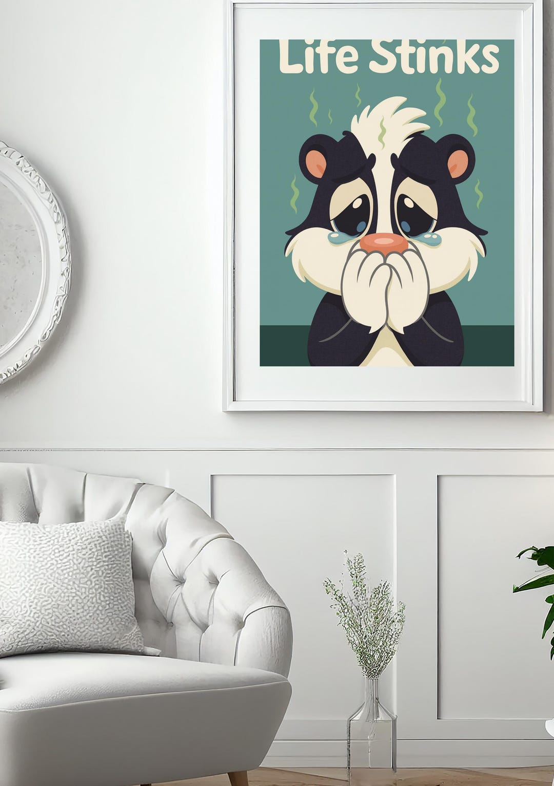 Funny Skunk "life Stinks" Poster | Cartoon Animal Art (digital Download ...