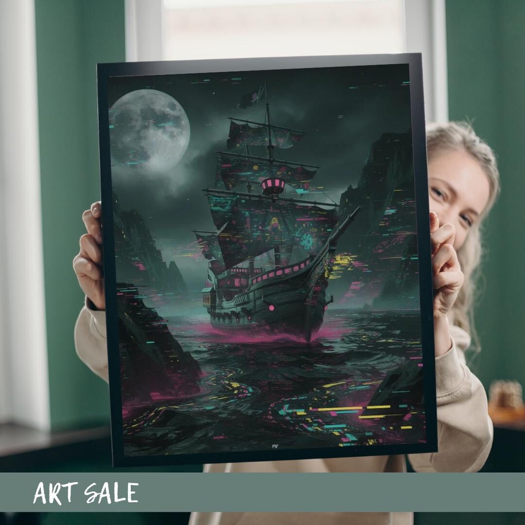 Ghost Ship.exe – Cyberpunk Pirate Ship Wall Art, Sci-fi Printable ...